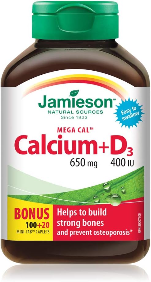 Mega Cal-Calcium & Vitamin D3 by Jamieson | High-Potency Bone Health ...