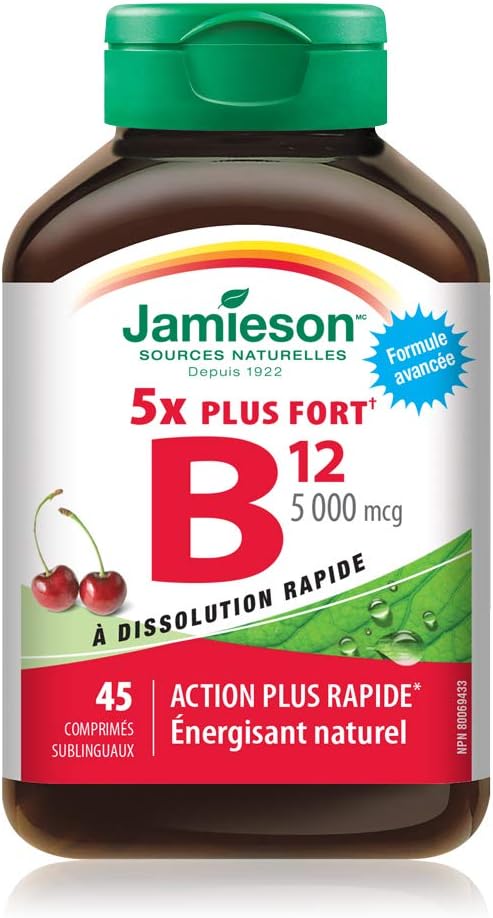 Vitamin B12 5,000 mcg Fast-Dissolving by Jamieson | High-Potency Energy ...