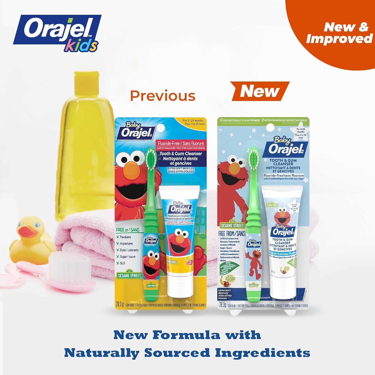 Elmo Tooth & Gum Cleanser with Toothbrush by Orajel Baby | Safe ...