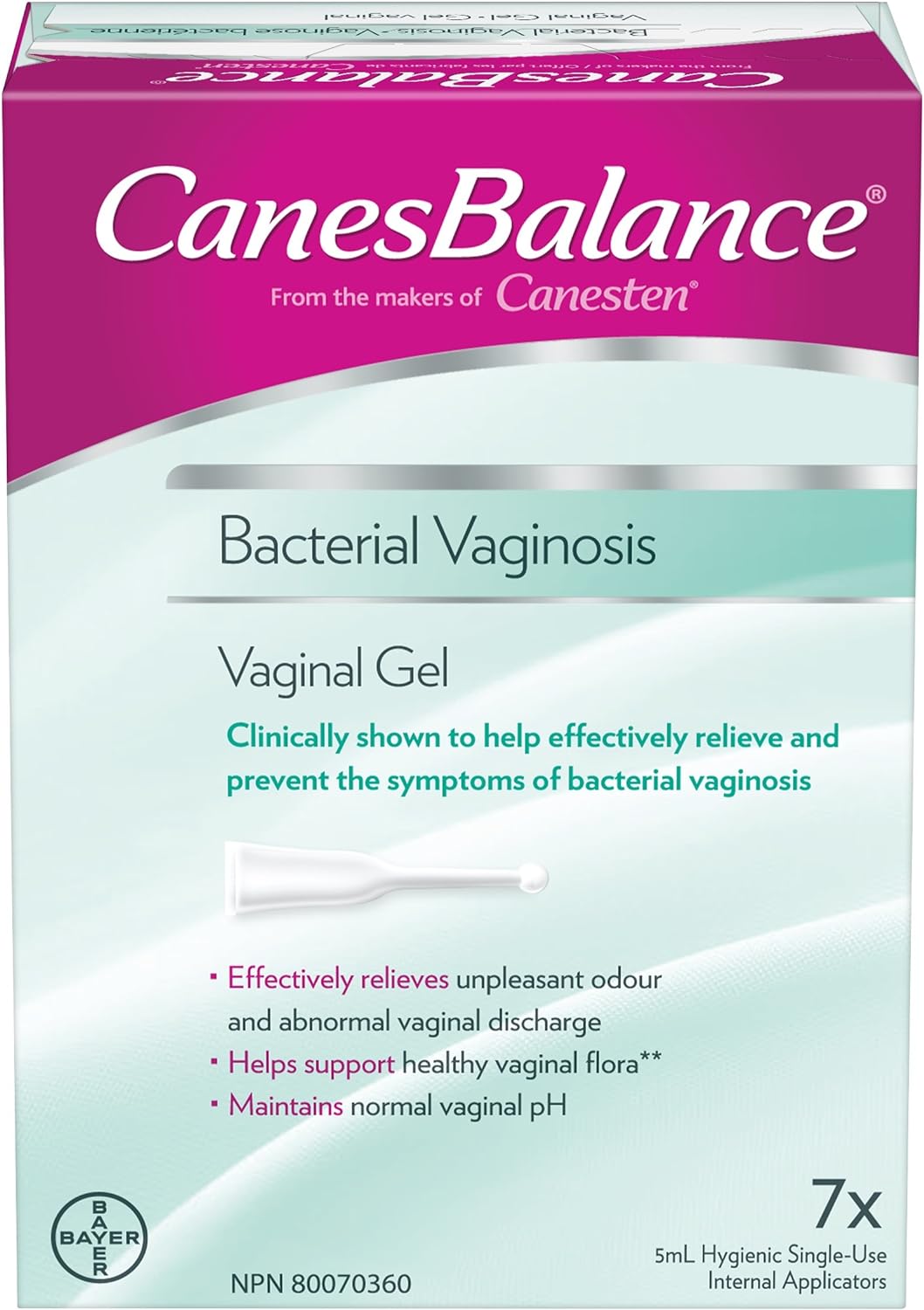 CanesBalance by Canesten | Bacterial Vaginosis Relief | 7 Applicators ...